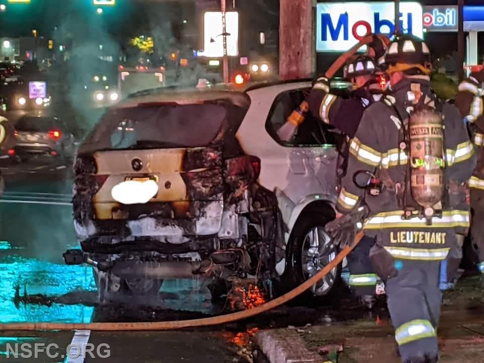 Car Fire slows traffic on West Chester Pike - Newtown Square Fire Company